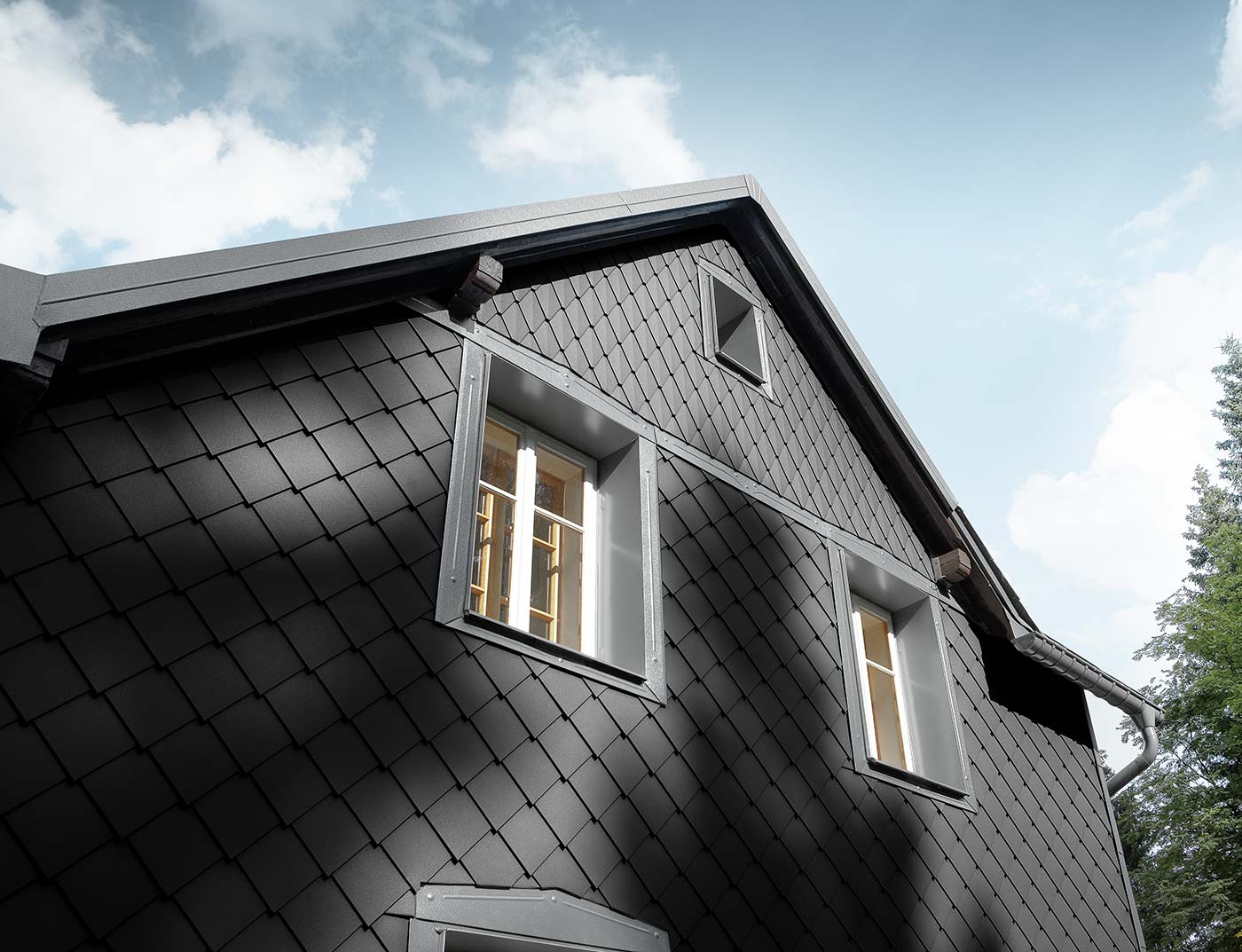 Rhomboid façade tile 20 × 20 | PREFA